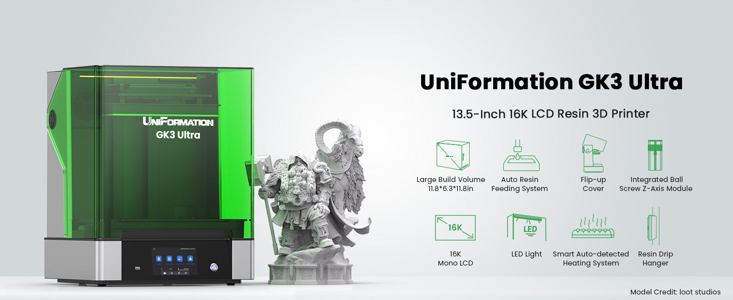 UniFormation GK3 ULTRA 16k SLA Resin Printer with HUGE 13.5" screen an